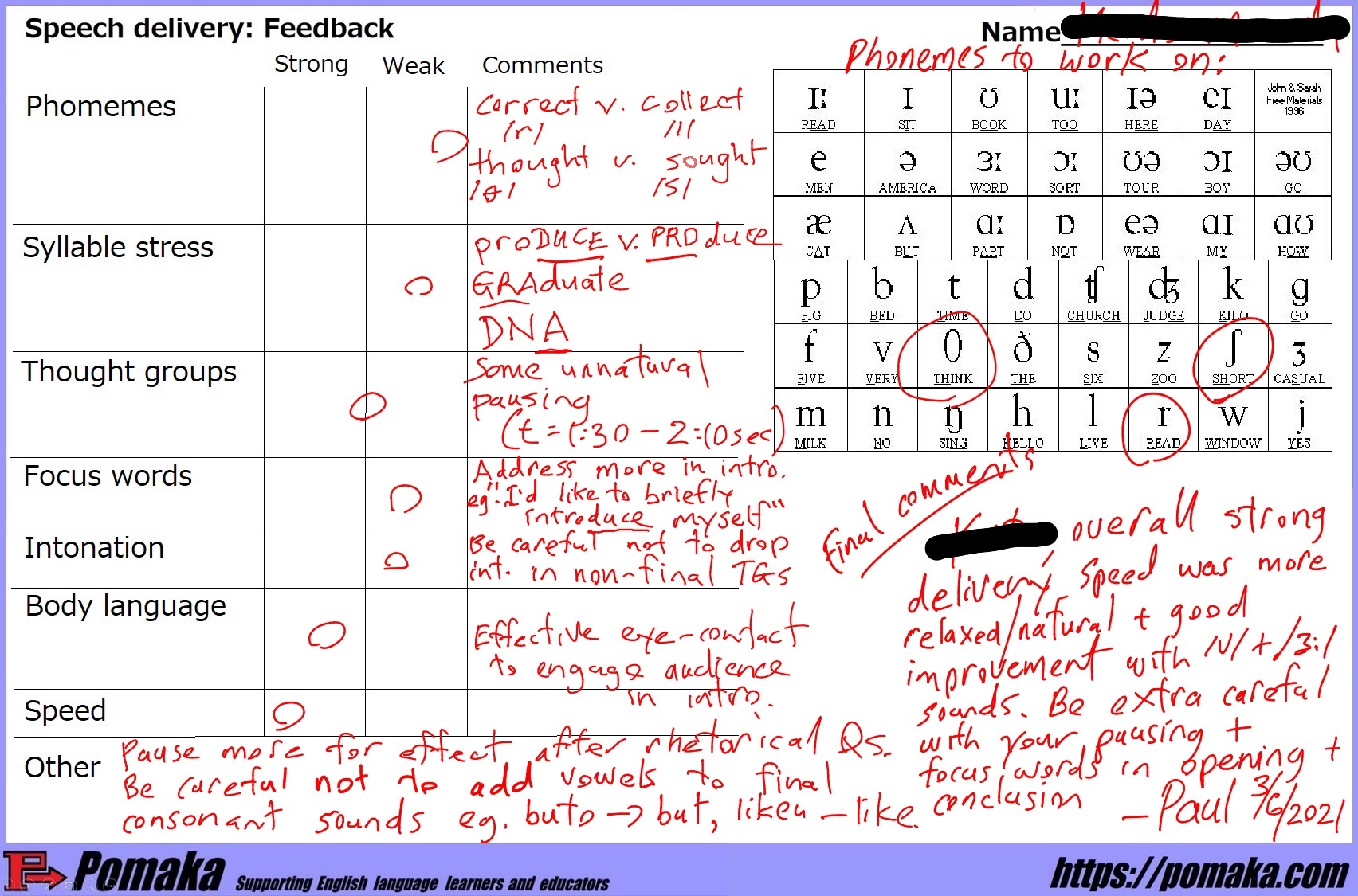 Speech Quality & Pronunciation course (live-online) - Pomaka English